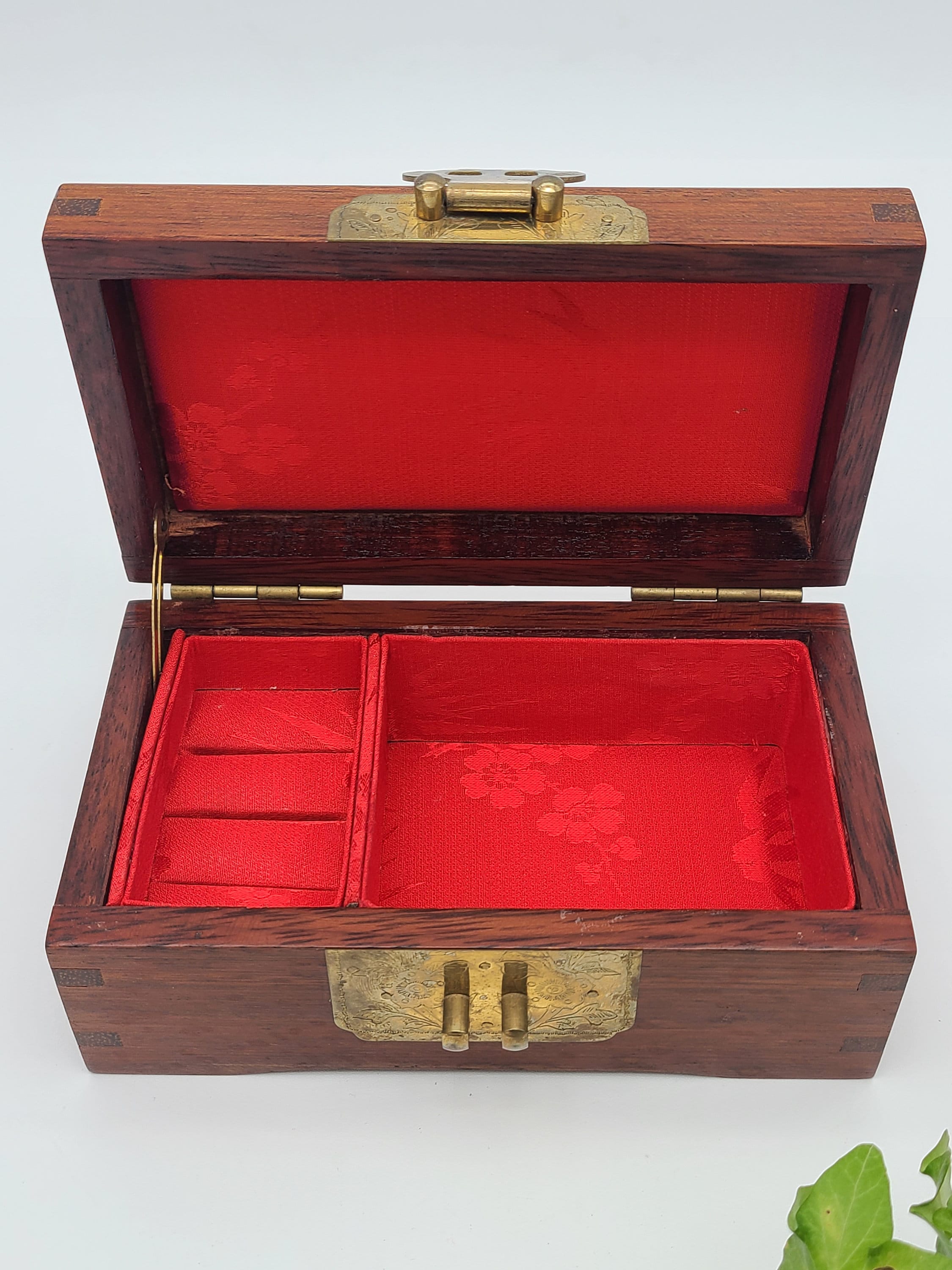 Vintage Chinese Wood Jewelry Box With Brass Fittings - Etsy