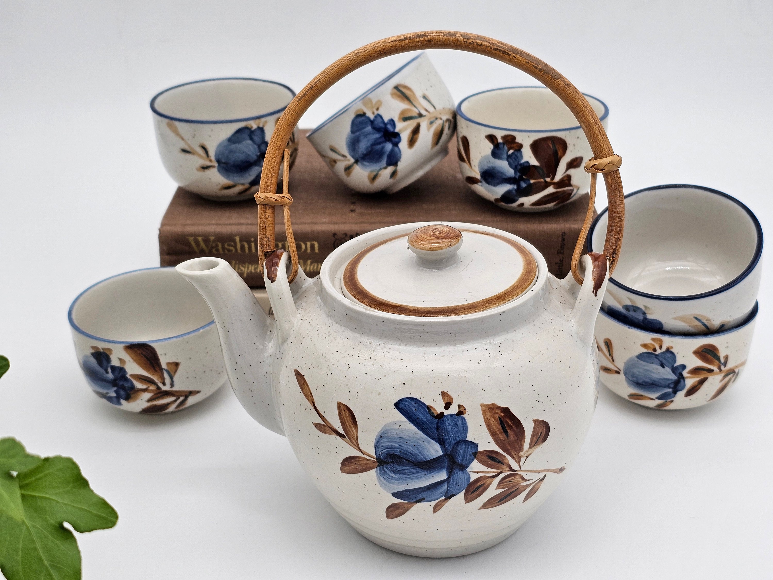 Vintage Chi Kiang Stoneware Tea Set Teapot Six Cups - Etsy