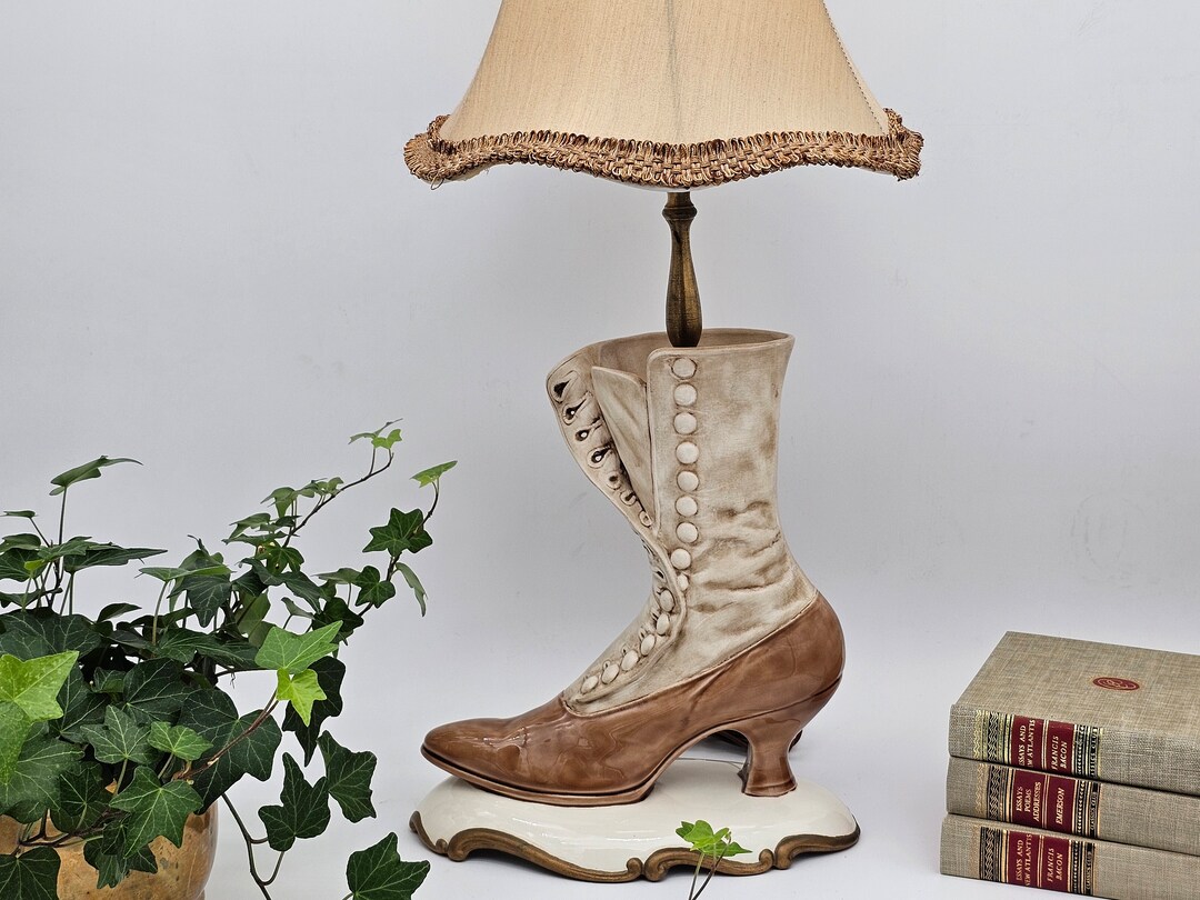 Vintage Ceramic High Heel Victorian Boot Lamp Atlantic Mold Rare - Etsy