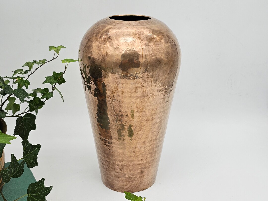 Vintage Hammered Solid Brass Vase 12.5" High - Etsy