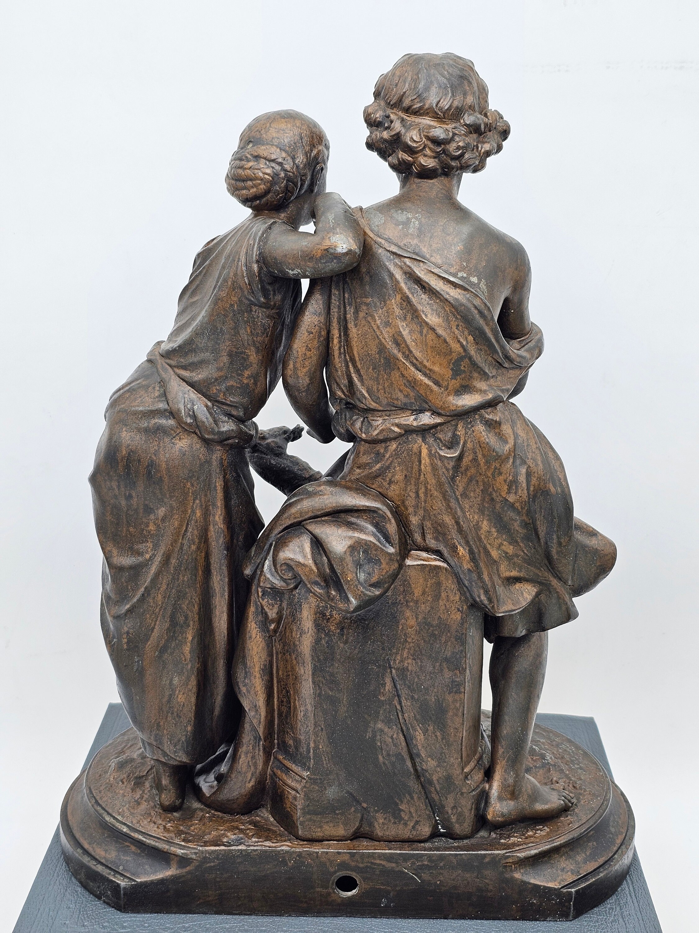 Antique Cast Metal Sculpture With Shepherd, Maiden and Goat - Etsy