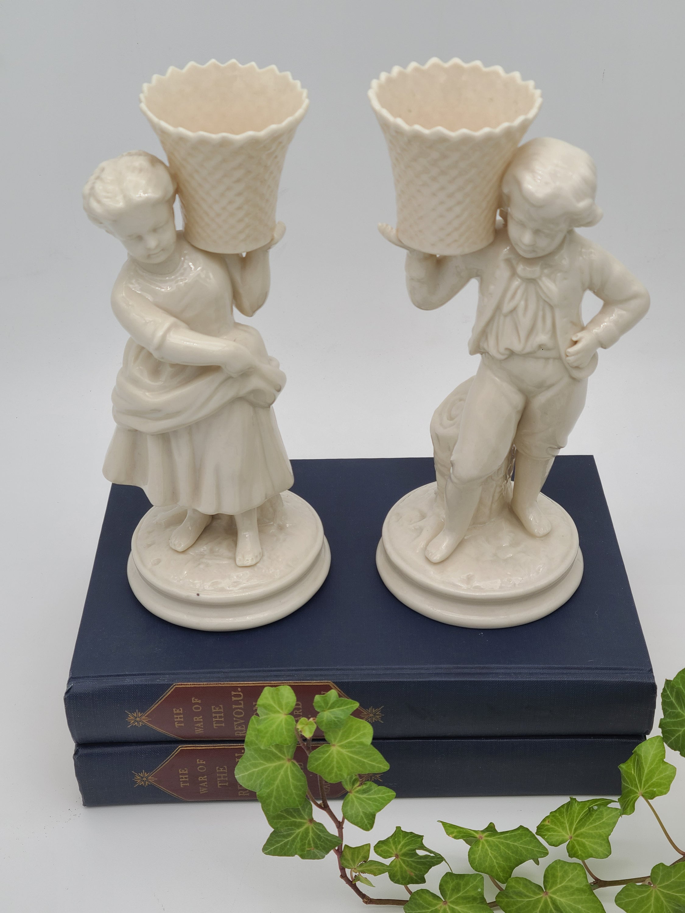 Vintage Pair of Belleek Ireland Porcelain Boy and Girl With Baskets ...