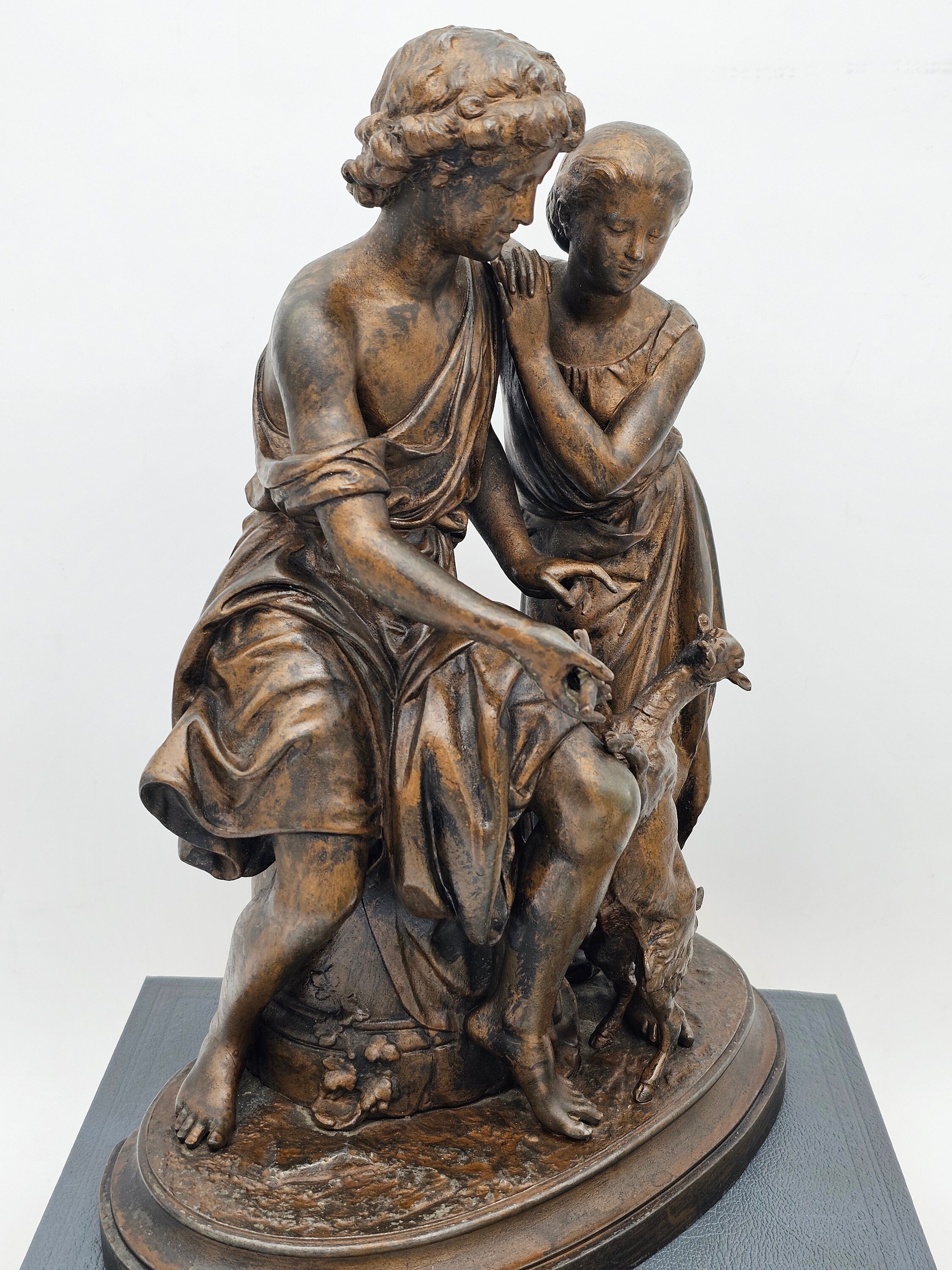 Antique Cast Metal Sculpture With Shepherd, Maiden and Goat - Etsy