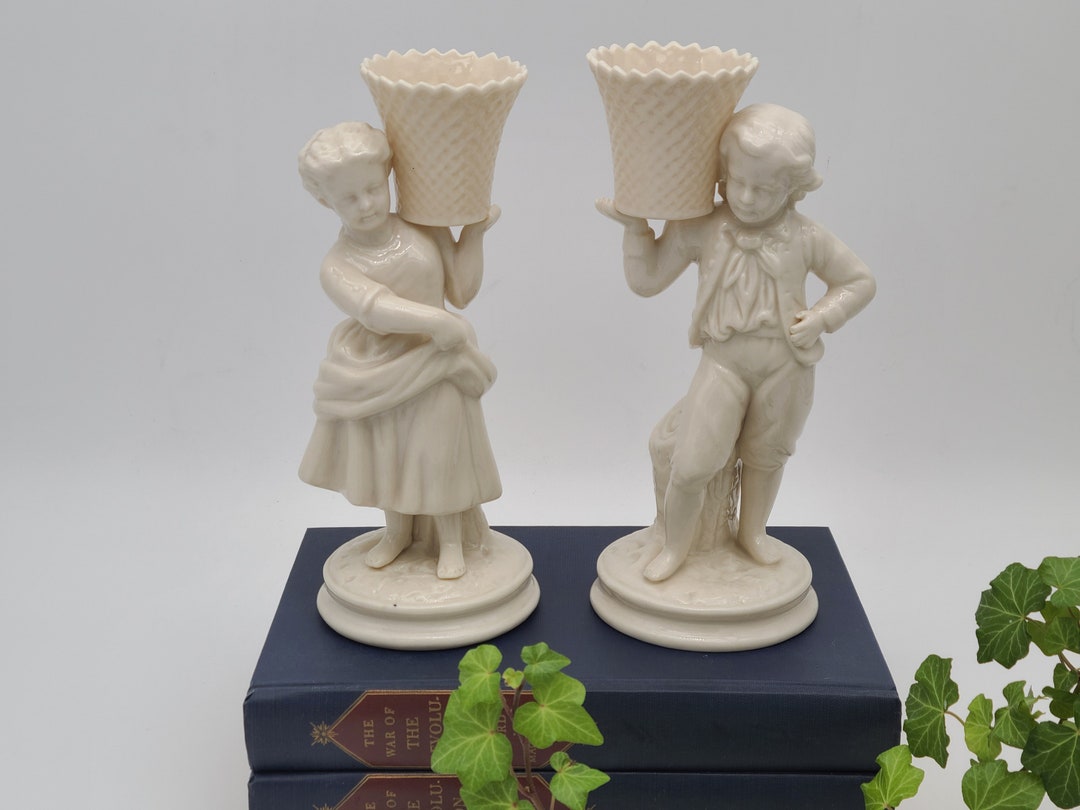 Vintage Pair of Belleek Ireland Porcelain Boy and Girl With Baskets ...