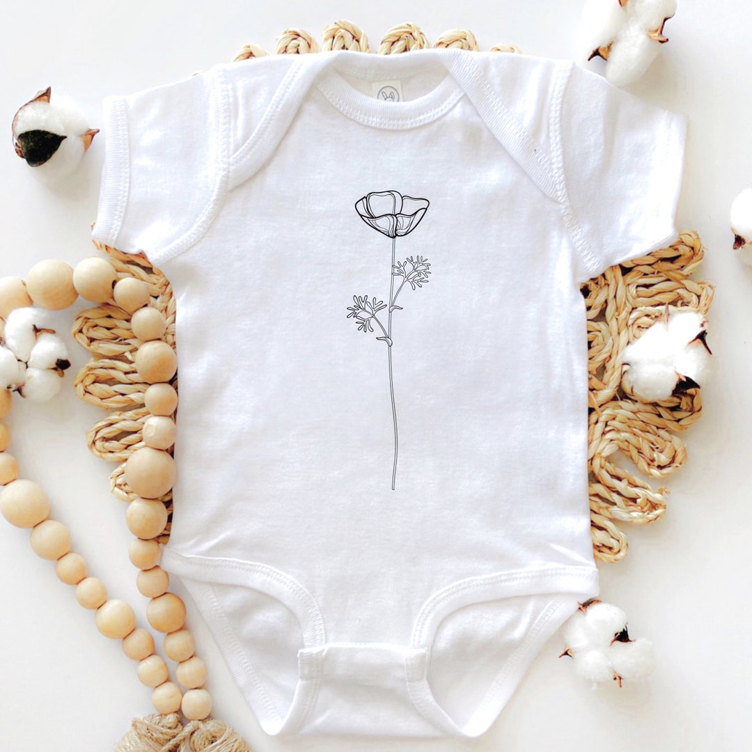 August Birth Month Poppy Flower Onesie - Etsy