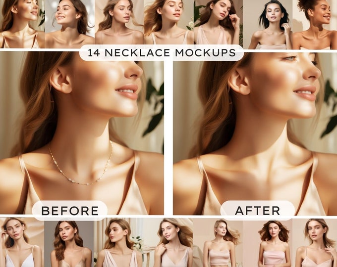 Necklace Mockup Hyper-realistic Model Jewelry Display, High-resolution ...
