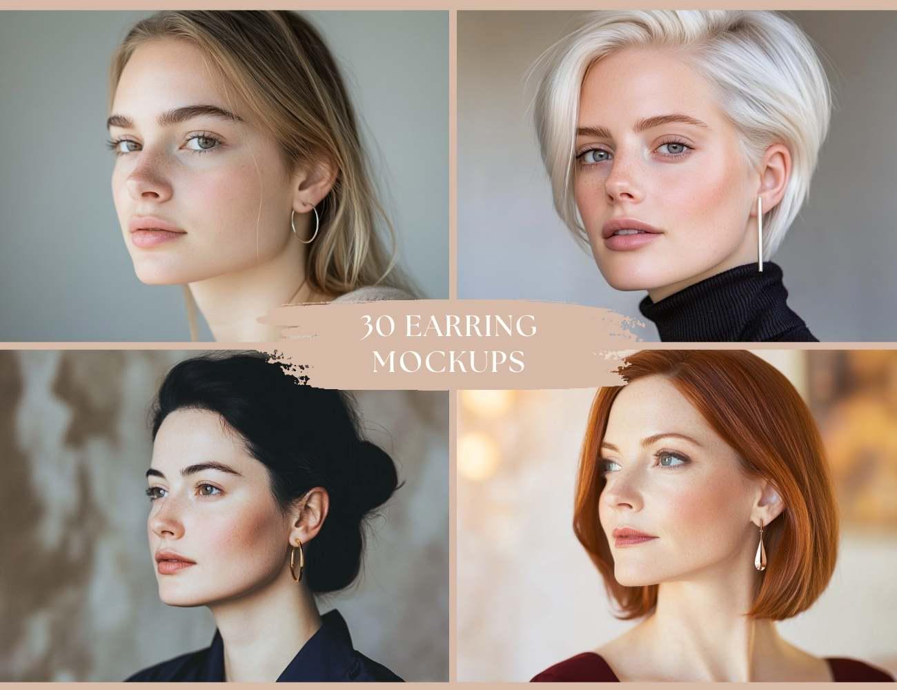 30 Earring Model Mockups Bundle, High-quality Jewelry Display ...