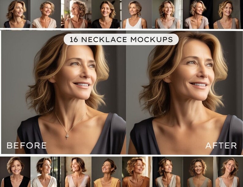 Necklace Mockups Bundle, Necklace Models, Jewelry Mockups, High Quality ...