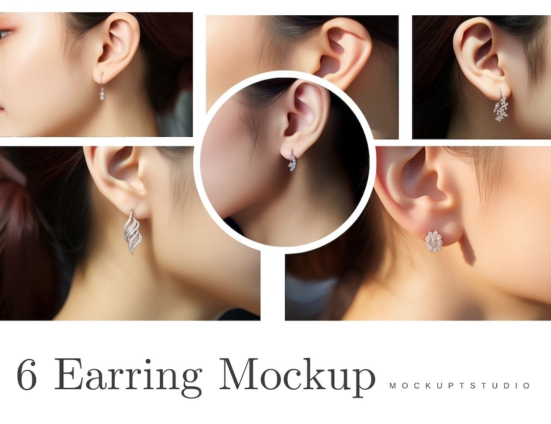 Earrings Mockups Bundle, Earring Model, Earring Jewellery Mockups, High ...