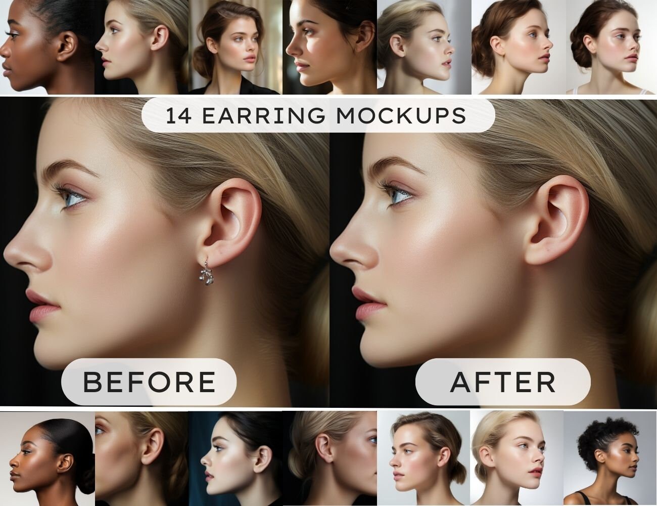 Earrings Mockups Bundle, Earring Model, Earring Jewellery Mockups, High ...