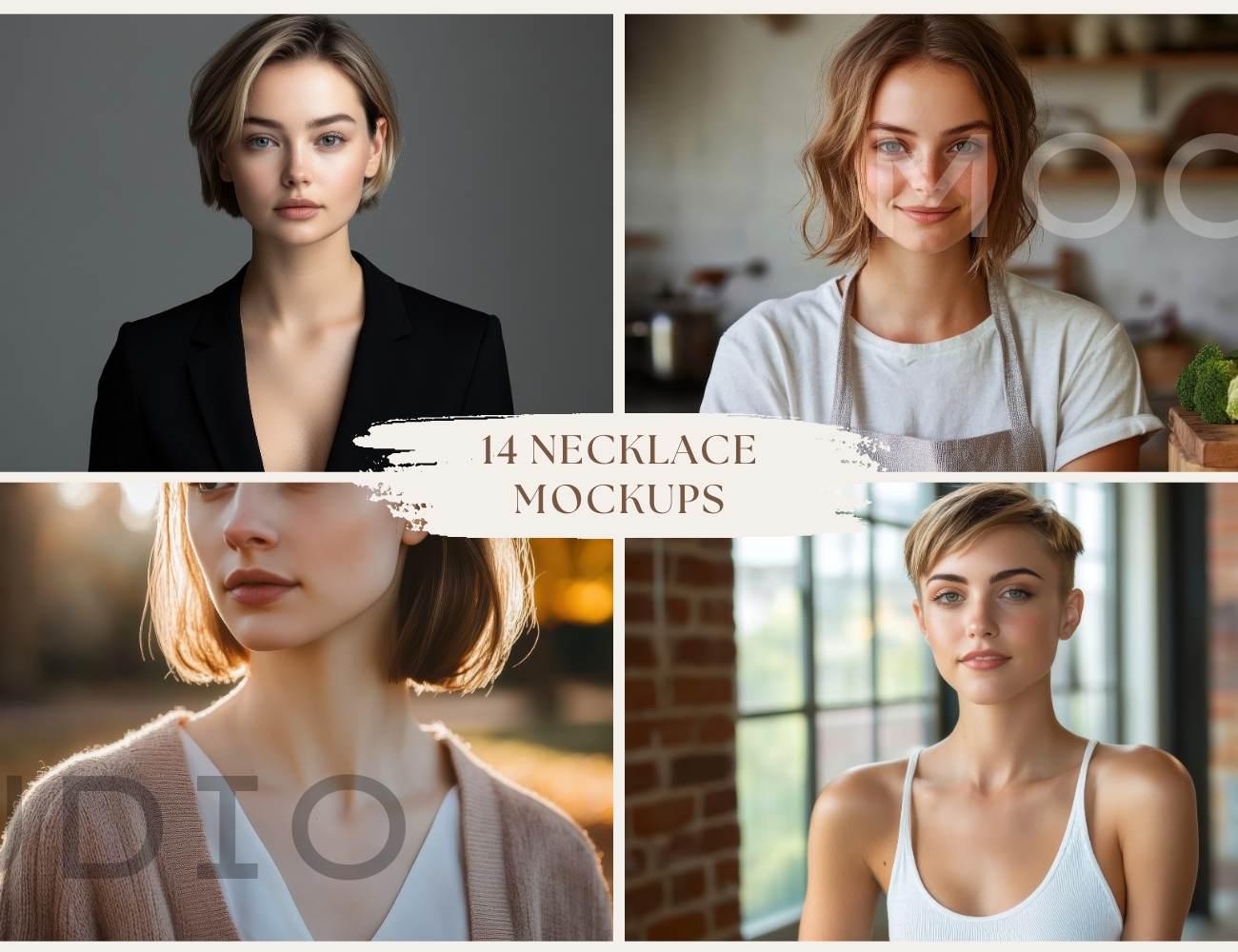 14 Necklace Mockups Bundle, Necklace Models, Jewelry Mockups, High ...