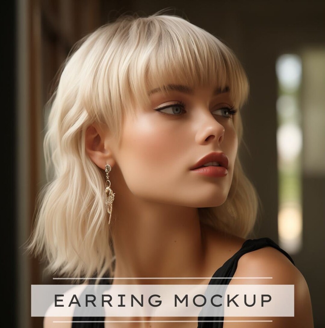 Earring Mockup, Earring Display Blonde Model, Earring Jewellery Mockups ...