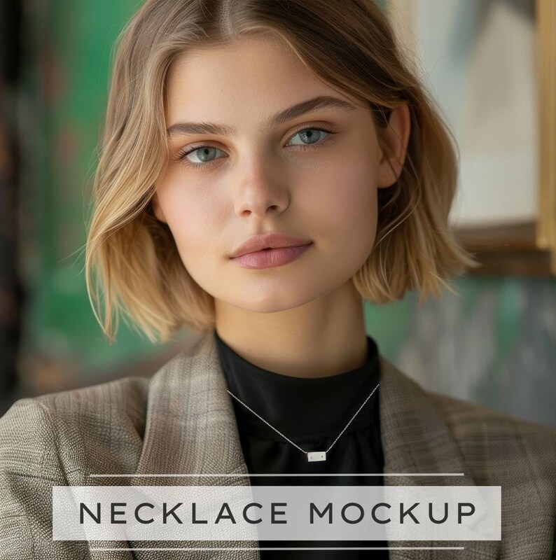 High-quality Necklace Model Mockup With Blonde Caucasian Model ...