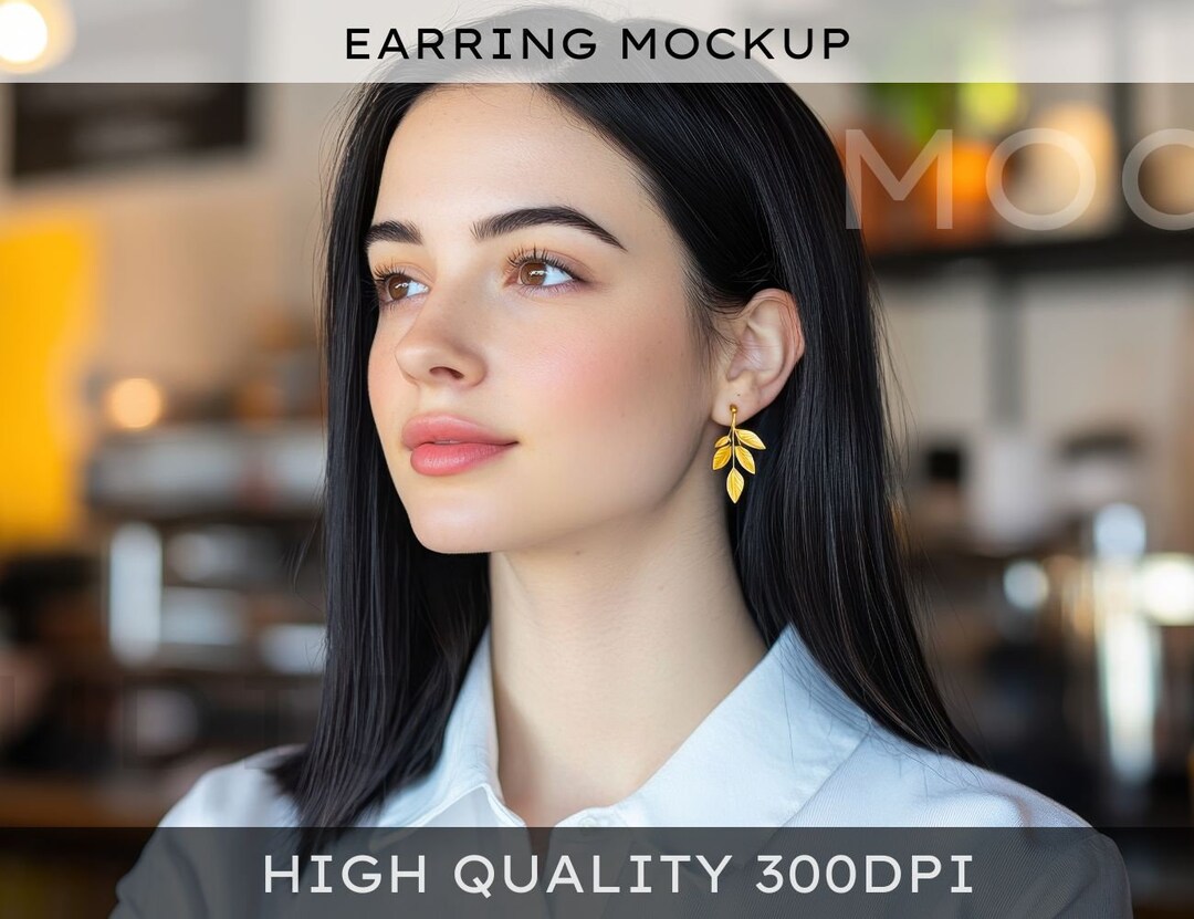 High-quality Earring Model Mockup With Brunette Caucasian Model ...