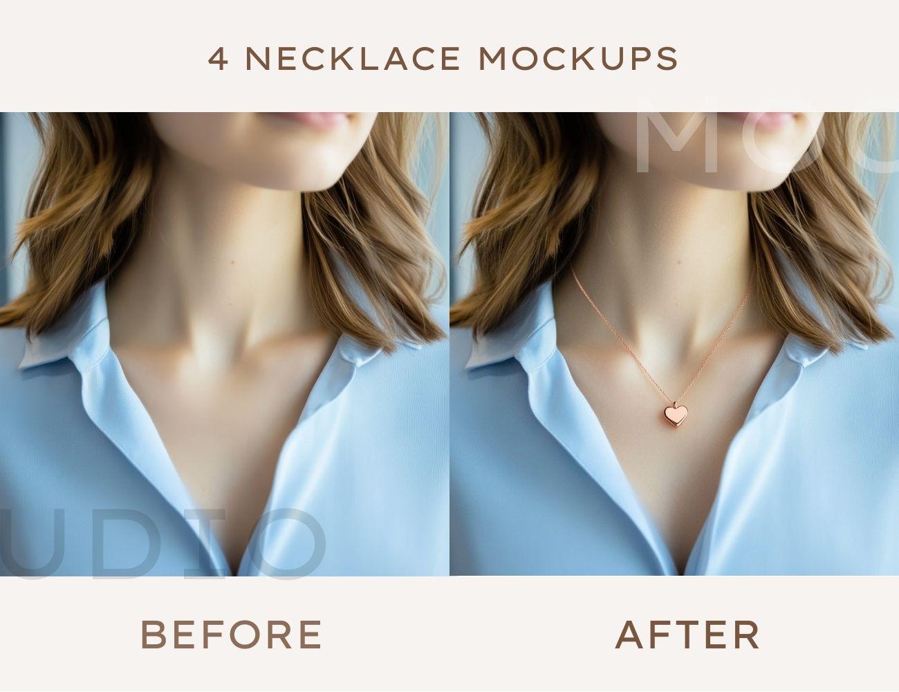 4 Necklace Mockups, Jewelry Mockup, Necklace Models Elegant Necklace ...
