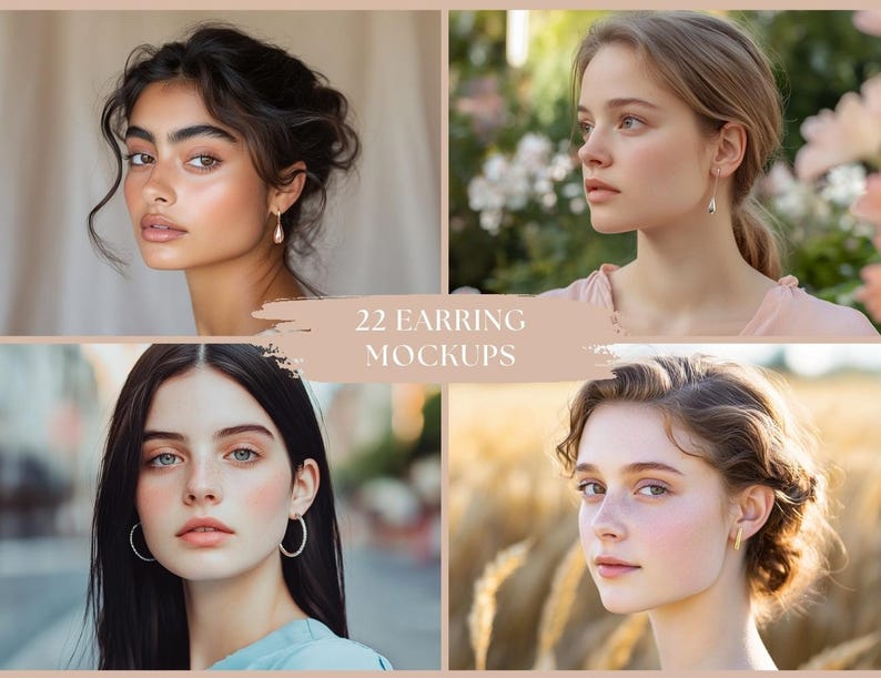 22 Earring Model Mockups Bundle, High-quality Jewelry Display ...