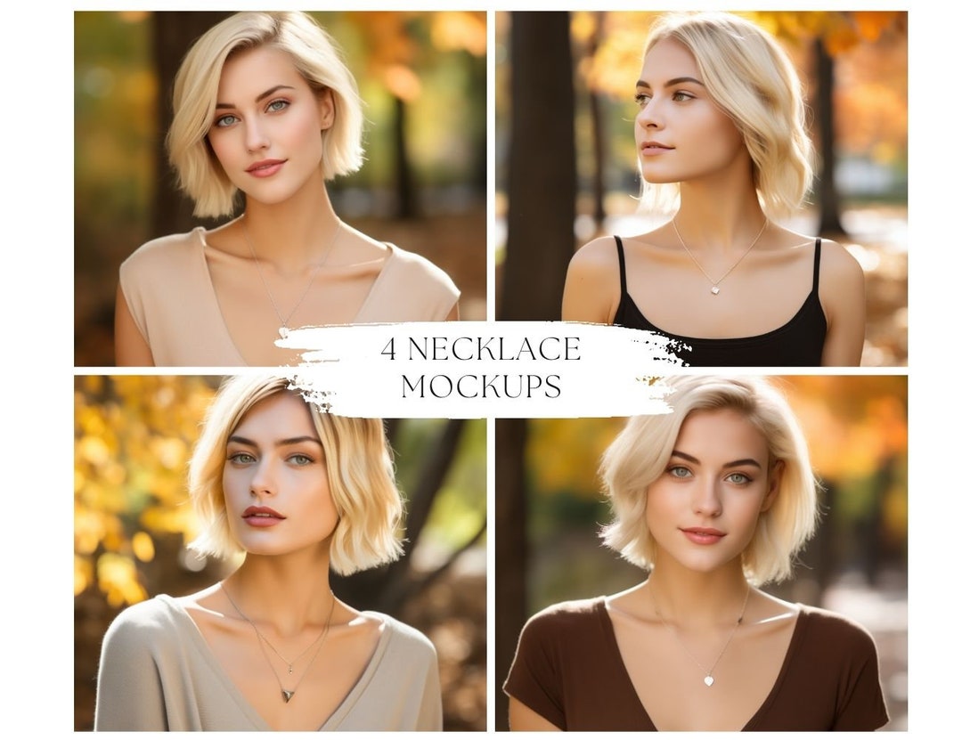 4 Necklace Mockups, Jewelry Mockup, Necklace Display, Necklace Models ...
