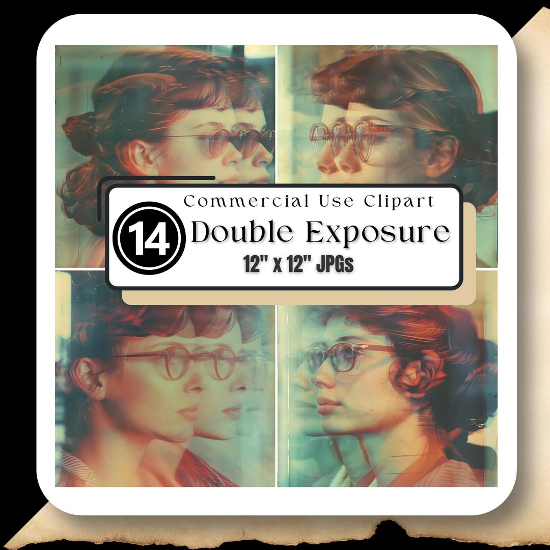 Double Exposure Vintage Photo JPG 12x12 Digital Paper Grunge Distressed ...
