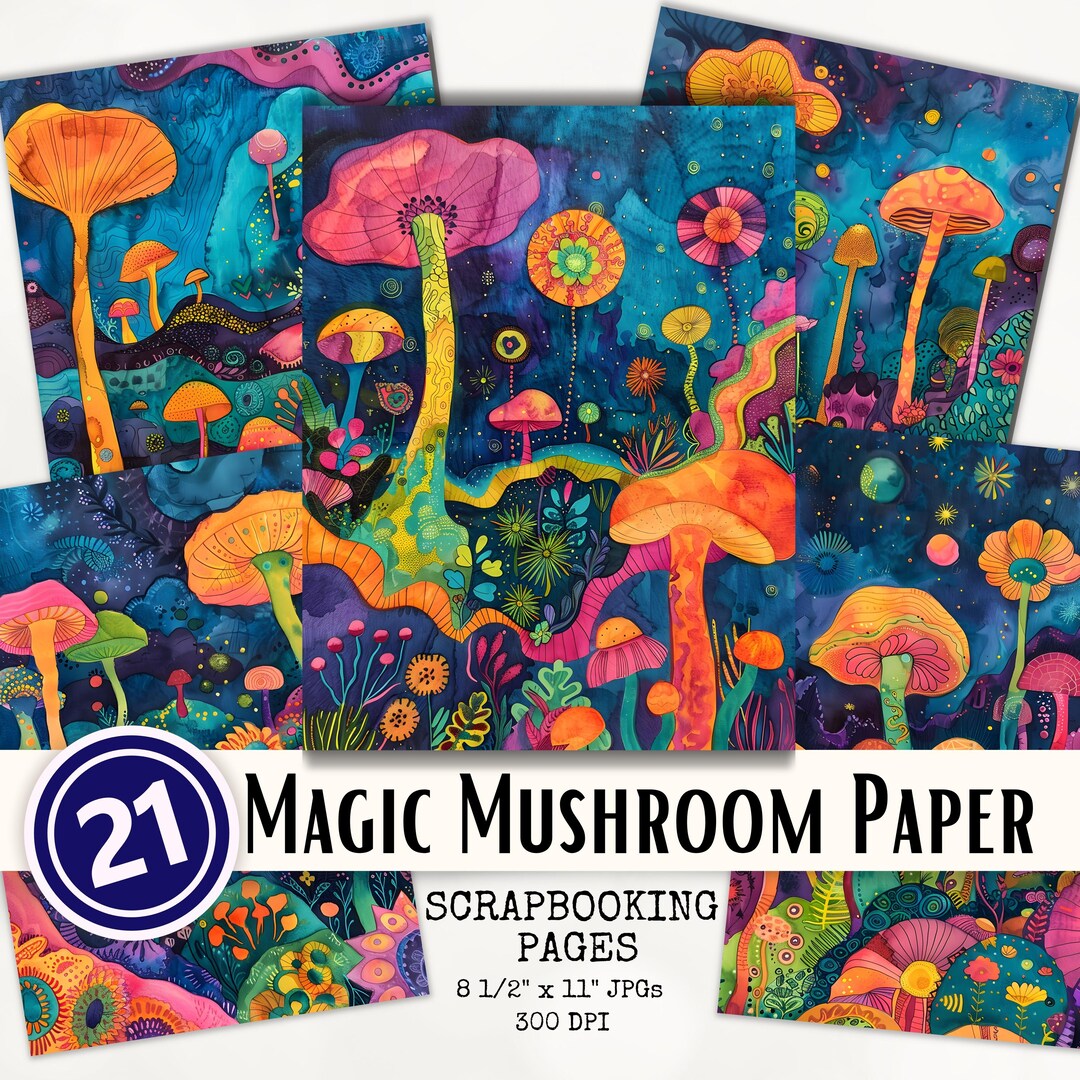 Groovy Mushroom Junk Journal Scrapbooking Paper Instant Digital ...