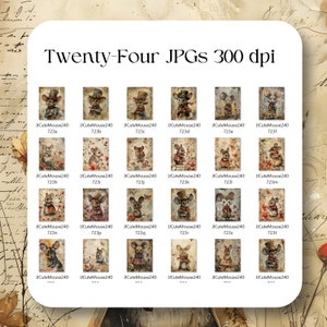 Cute Mouse Boho Digital Paper JPG Lady Mice in Clothes Clipart US ...