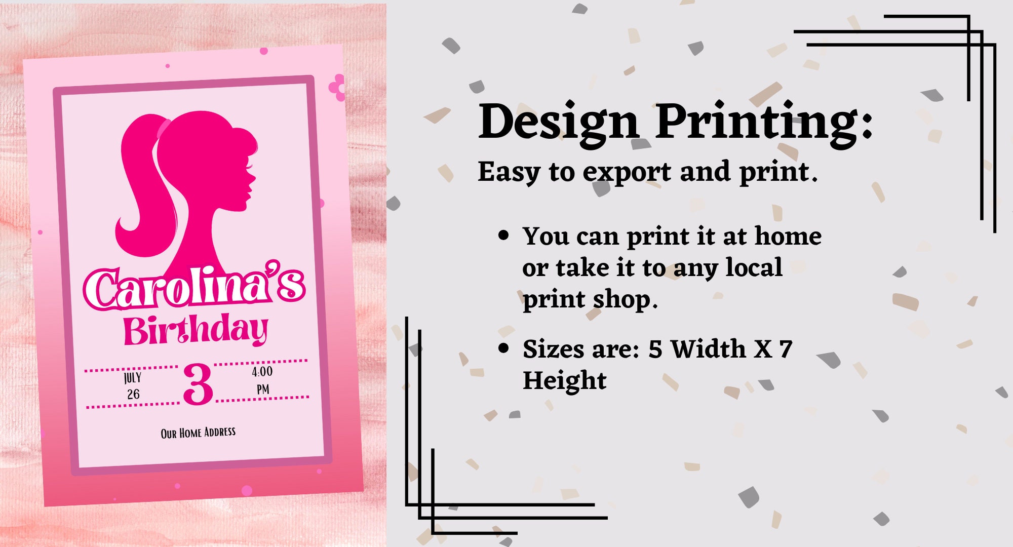 Barbie Themed Canva Editable Birthday Invitation Card - Etsy