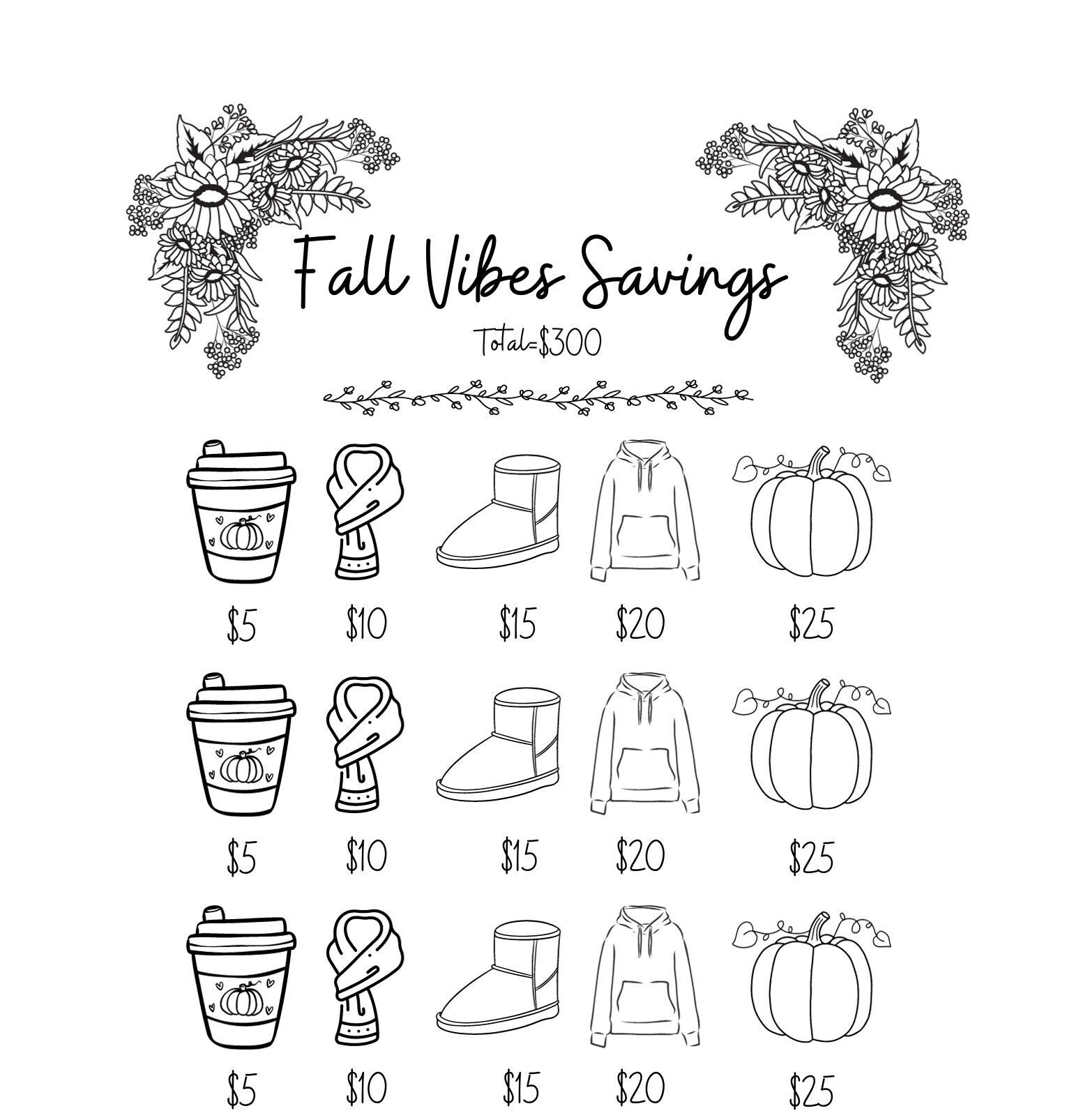 Printable 8.5"x11" Fall Savings Challenge! - Etsy