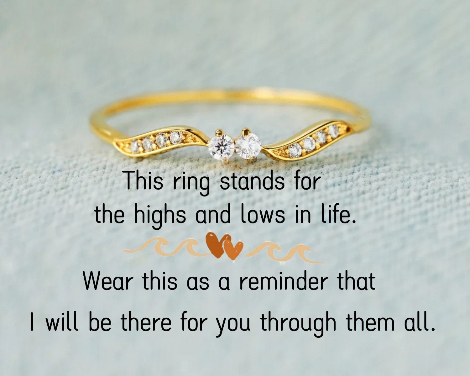 Self Reminder Minimalist Wave Ring high and Low Ring inspiration Gift ...