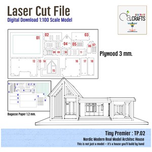Modern House Laser Cut Model | DIY Miniature Home | 1:100 Scale Svg Dxf ...