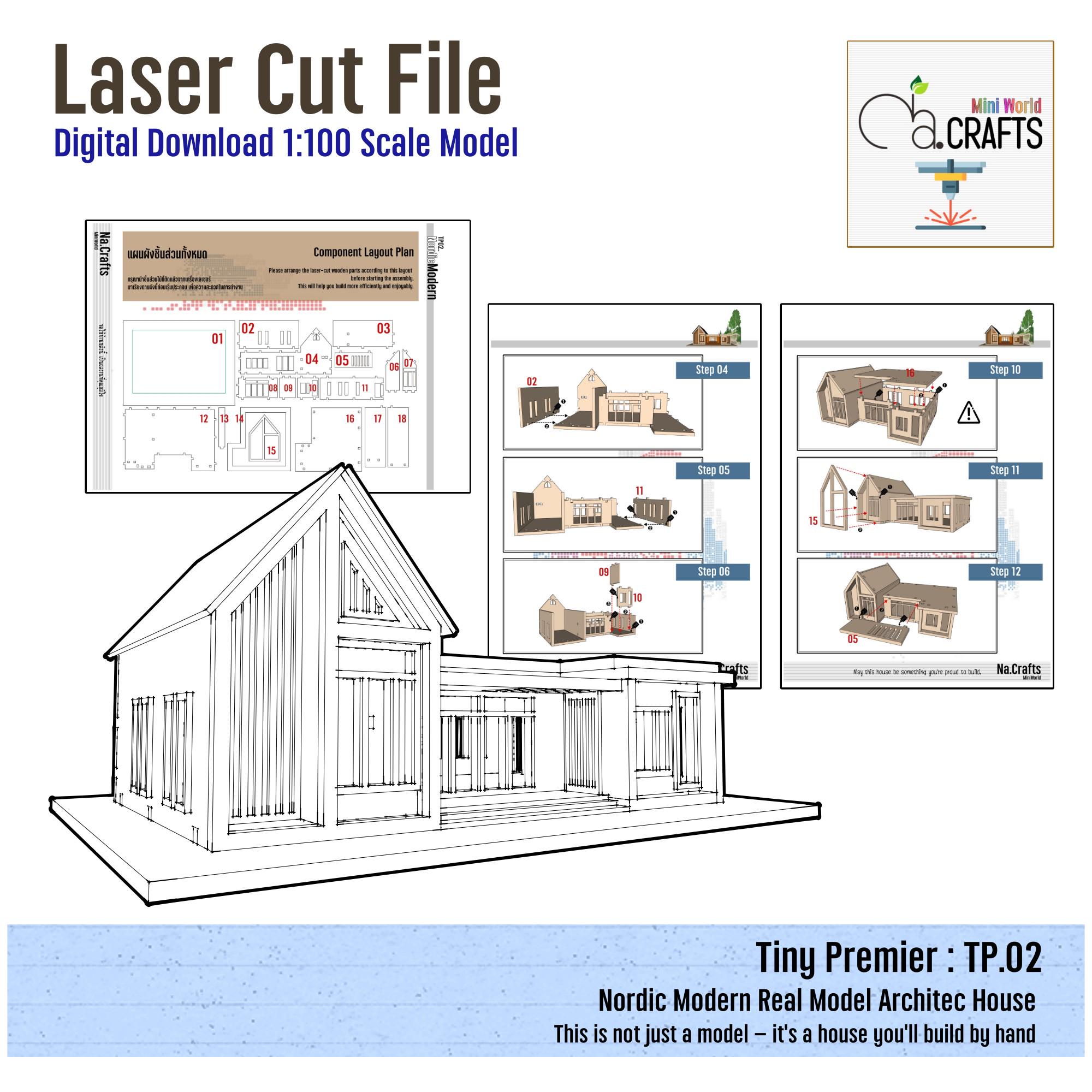 Modern House Laser Cut Model | DIY Miniature Home | 1:100 Scale Svg Dxf ...