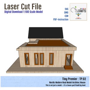 Modern House Laser Cut Model | DIY Miniature Home | 1:100 Scale Svg Dxf ...