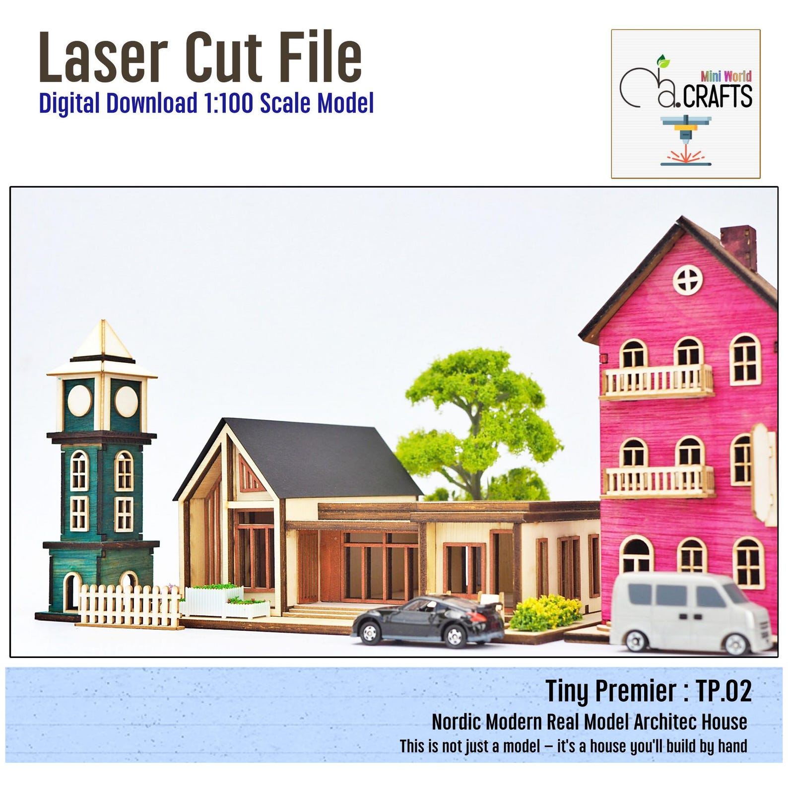 Modern House Laser Cut Model | DIY Miniature Home | 1:100 Scale Svg Dxf ...