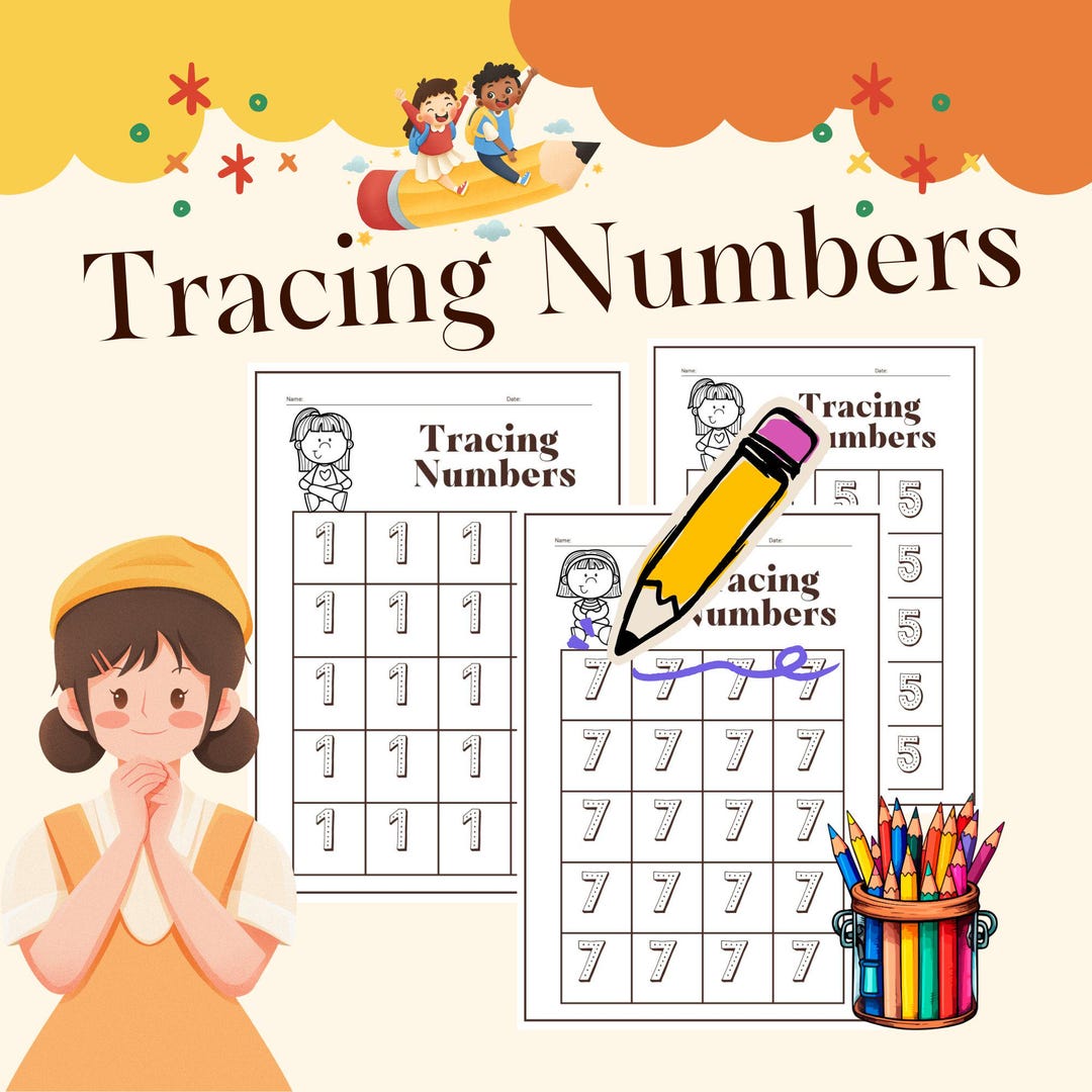 Tracing Numbers 0-9 Worksheet for Kids Back to School Writing Number ...