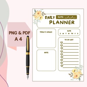 Daily Planner Printable , Purple Flowers Planner, to Do List, Template ...