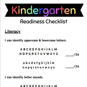 Kindergarten Readiness Checklist - Etsy