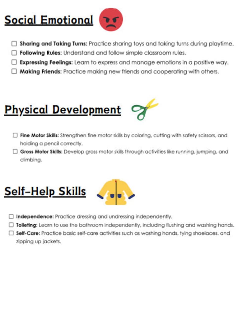 Kindergarten Readiness Checklist - Etsy