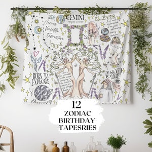 Zodiac Tapestry Gemini Backdrop Banner Astrology Hanging Wall Art ...