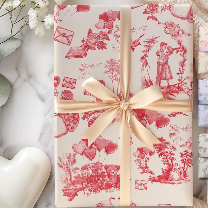Red Toile Paper - Etsy