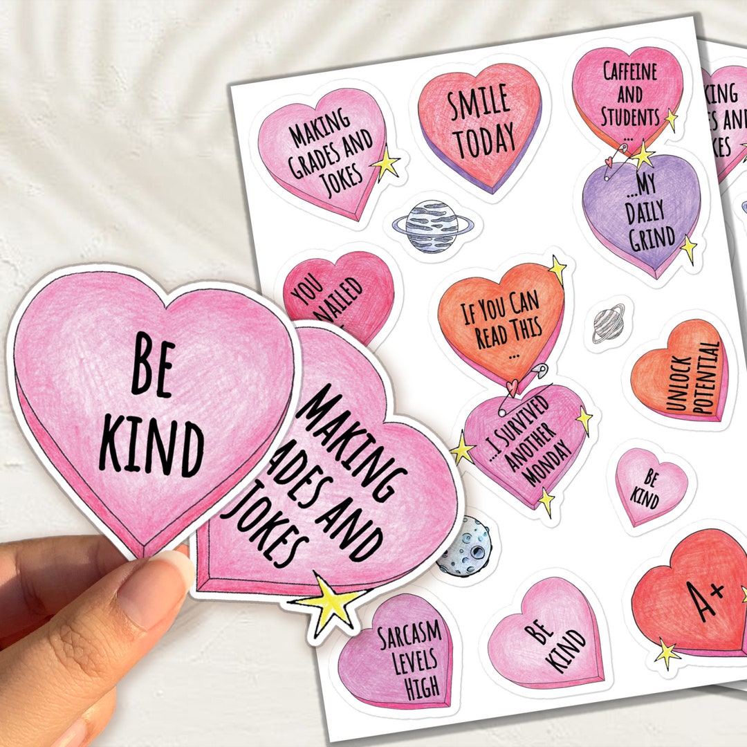 Teacher Affirmation Sticker Set Candy Hearts Teaching Appreciation ...