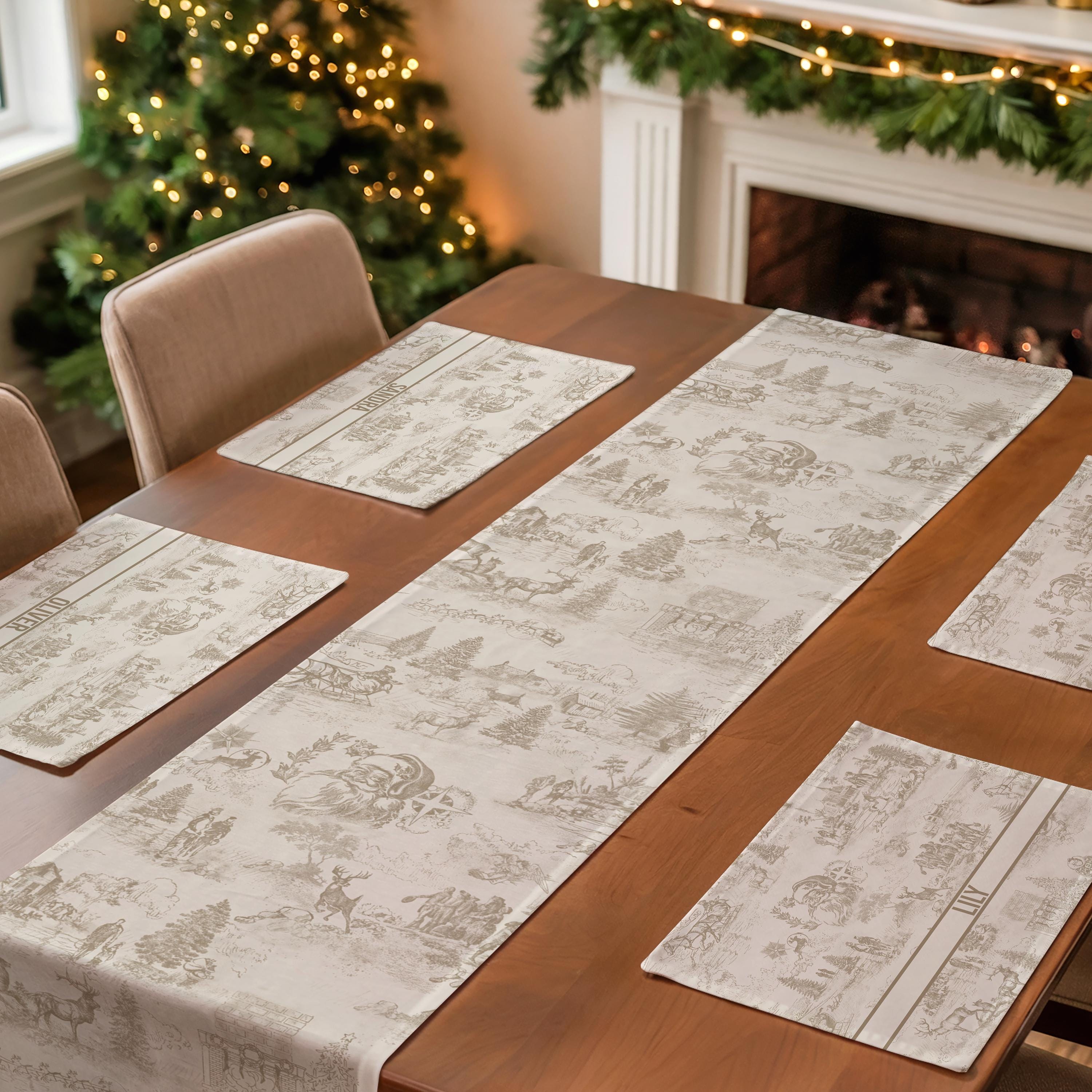 Red Christmas Toile Tablecloth Classic Santa Decor Xmas Day Table ...