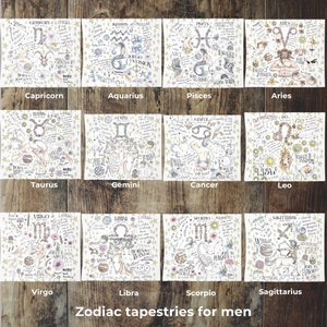 Zodiac Birthday Party Backdrop Banner Astrology Tapestry Keepsake ...