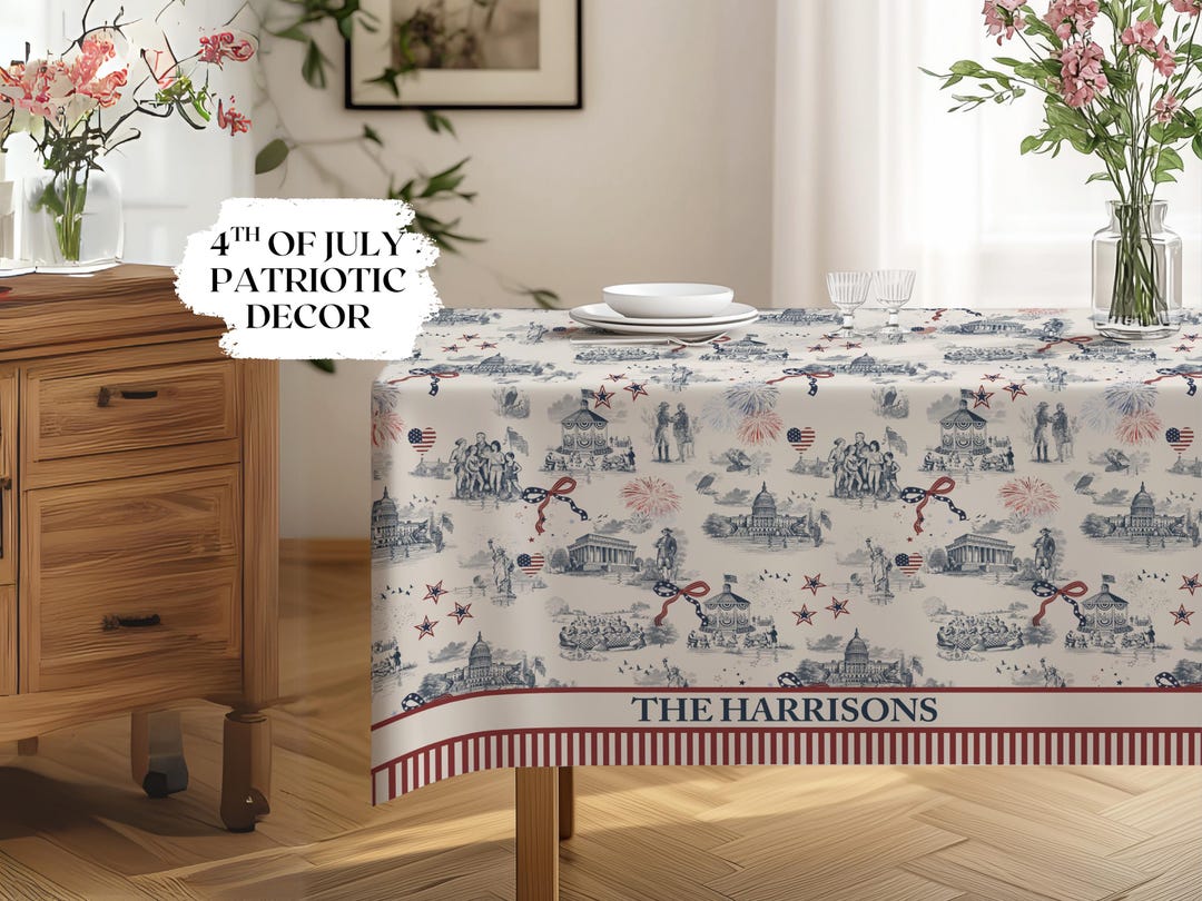 Patriotic Tablecloth Custom 4th of July Independence Day Party Dining ...