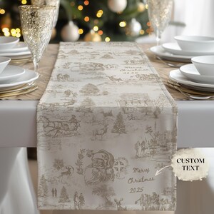 Red Christmas Toile Tablecloth Classic Santa Decor Xmas Day Table ...