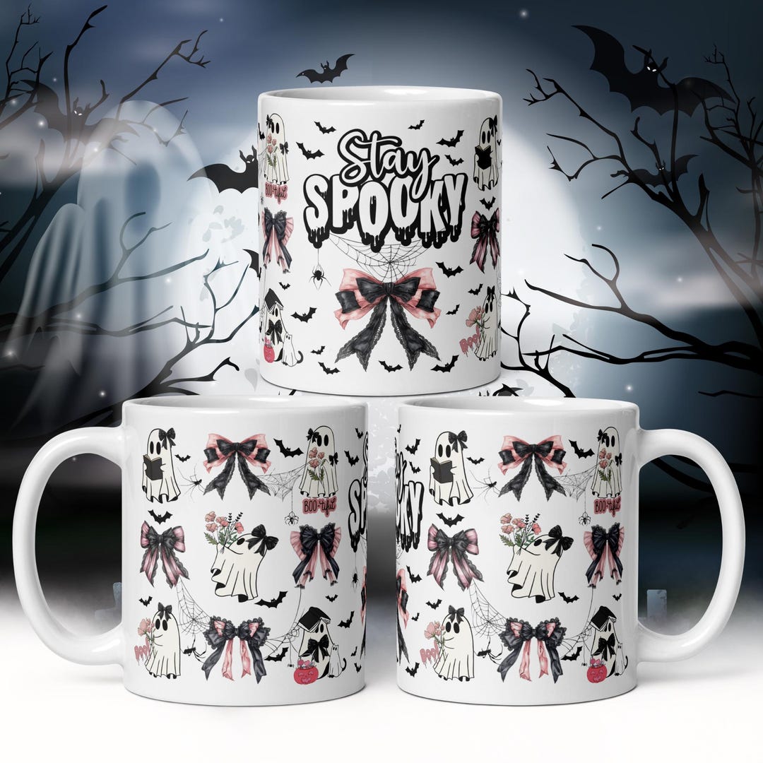Coquette Halloween Mug Cute Ghost Mug Girly Halloween Coffee Tea Mug ...