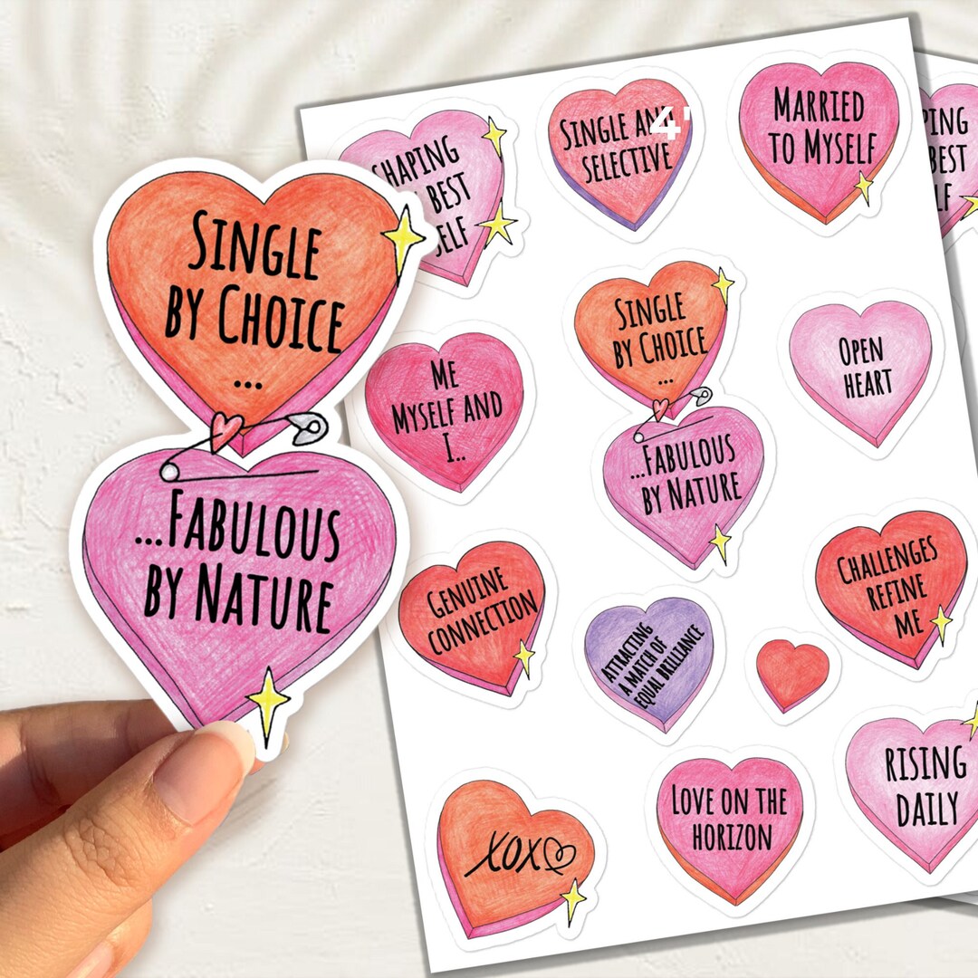 Positive Love Sticker Set Candy Heart Phone Sticker Single Mom Sticker ...