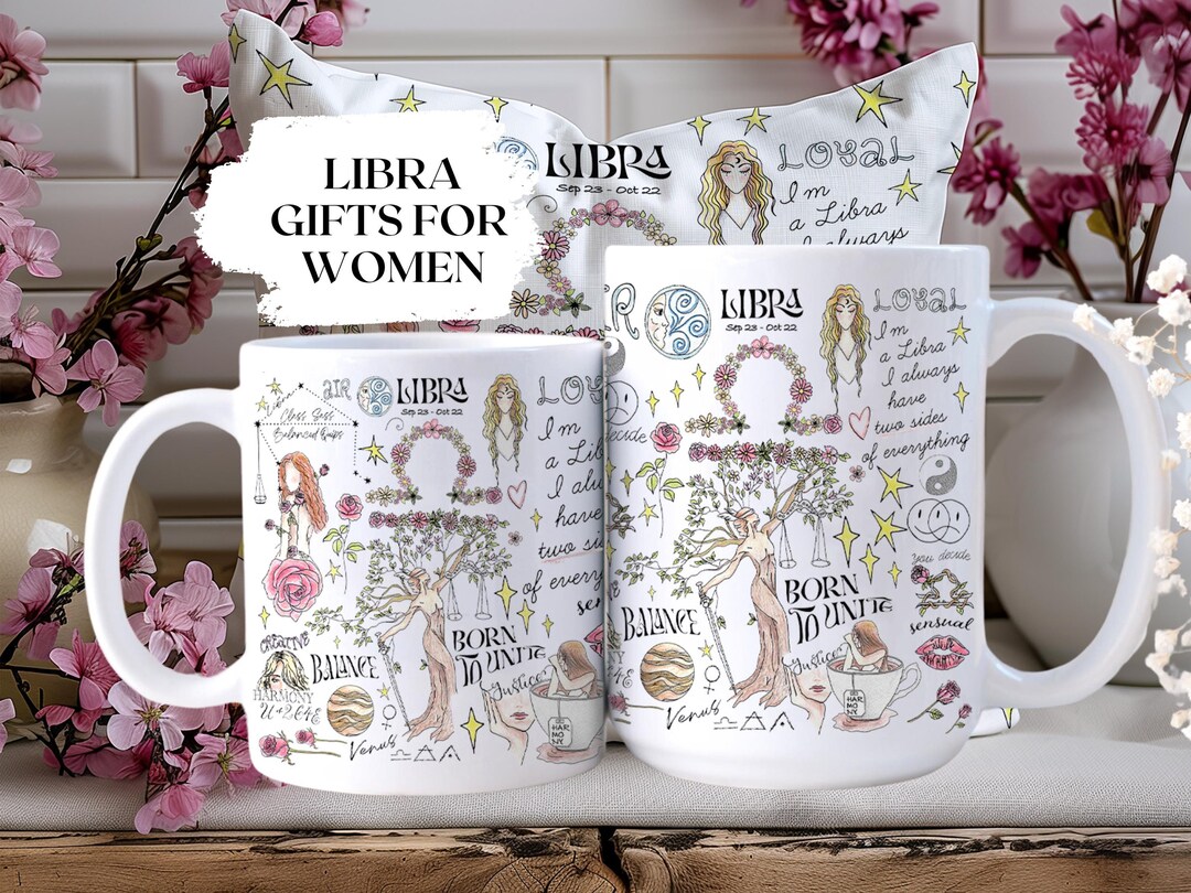 Libra Mug Libra Zodiac Coffee Tea Cup Libra Astrology Gift Birth Flower ...