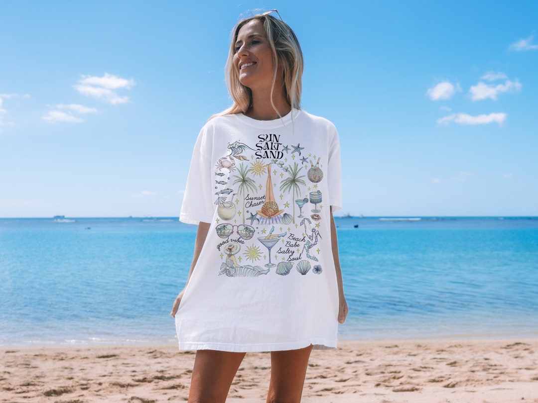 Sea Shell Girl Shirt Palm Tree Ocean Beach Babe Tshirt Tropical Holiday ...