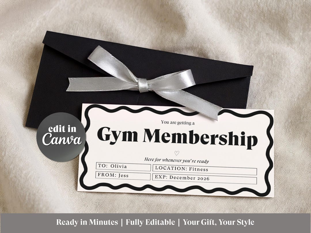 Gym Gift Voucher Template Canva Editable Printable Gift Card Personal ...