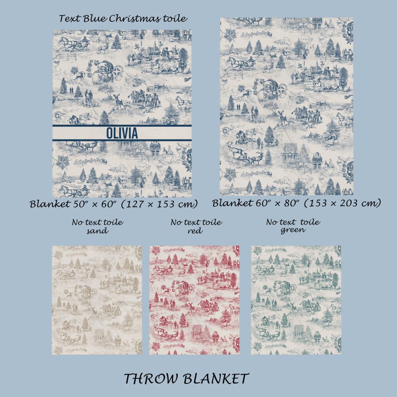 Christmas Toile Blanket Classic Santa Sofa Cover Luxury Throw Blanket ...