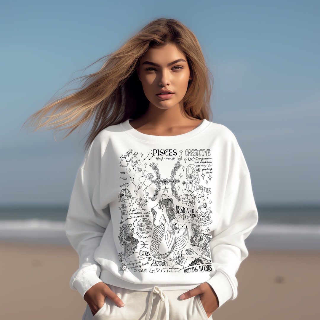 Organic Pisces Sweatshirt Pisces Zodiac Hoodie Astrology Crewneck Cool ...