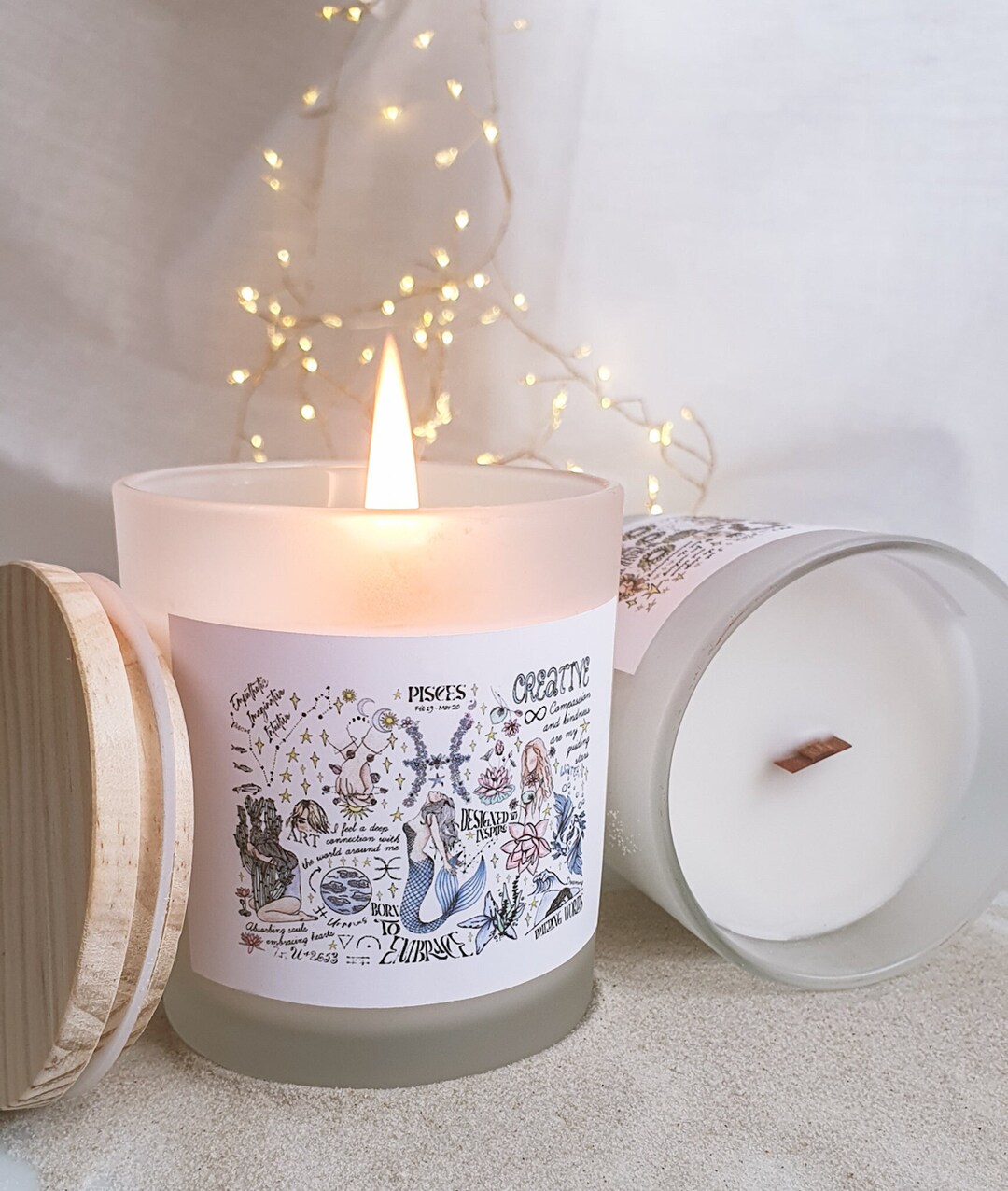Zodiac Scented Candle Birth Flower Mothers Day Woodwick Candle Frosted ...